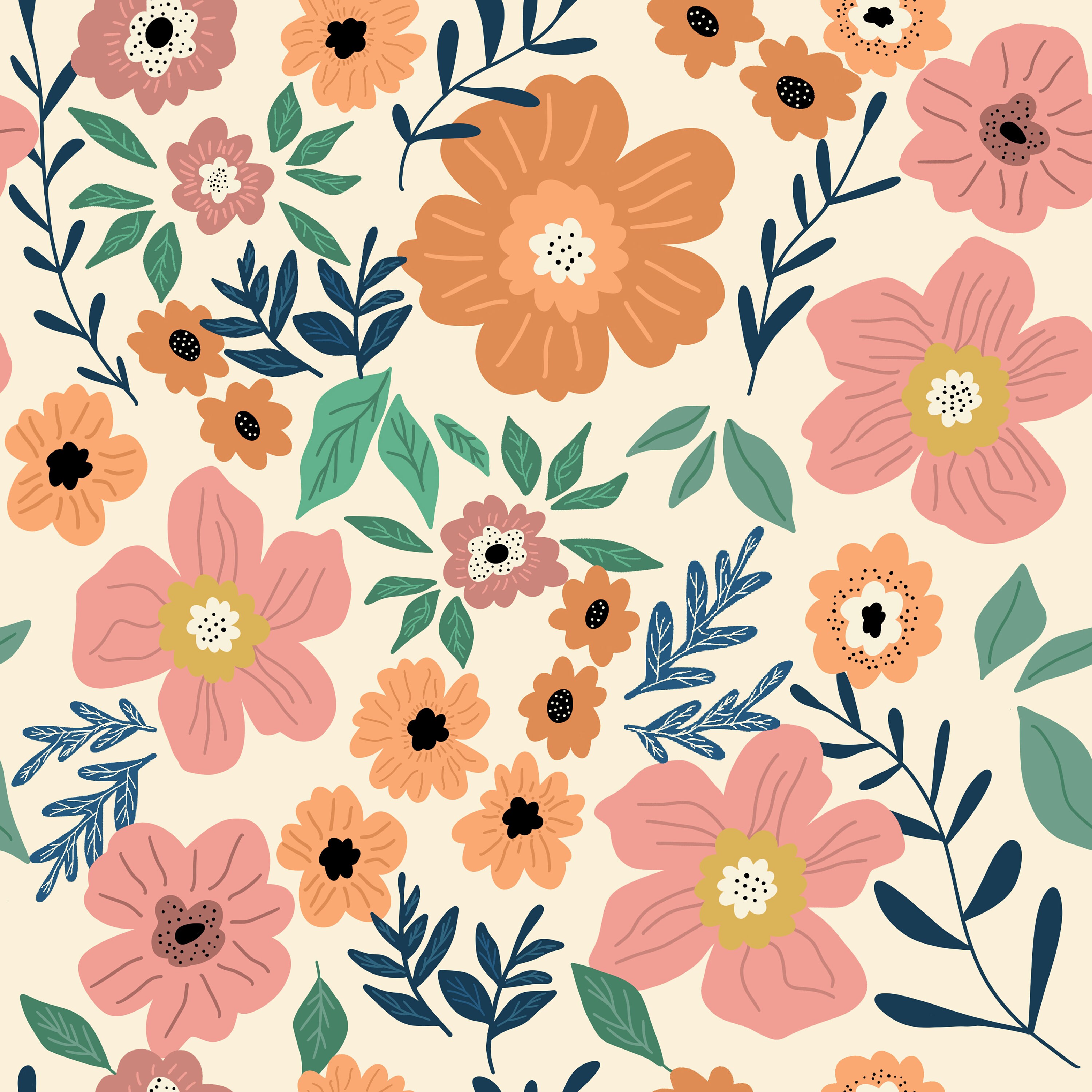 Flowers Floral Repeat Seamless Surface Pattern Design for Commercial ...