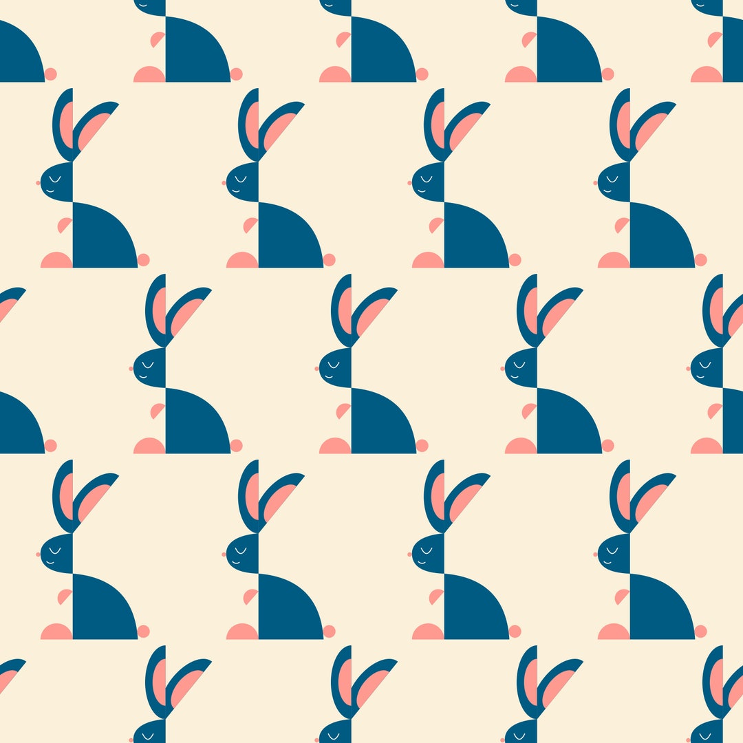 Geometric Easter Bunny Rabbit Repeat Seamless Surface Pattern Design ...