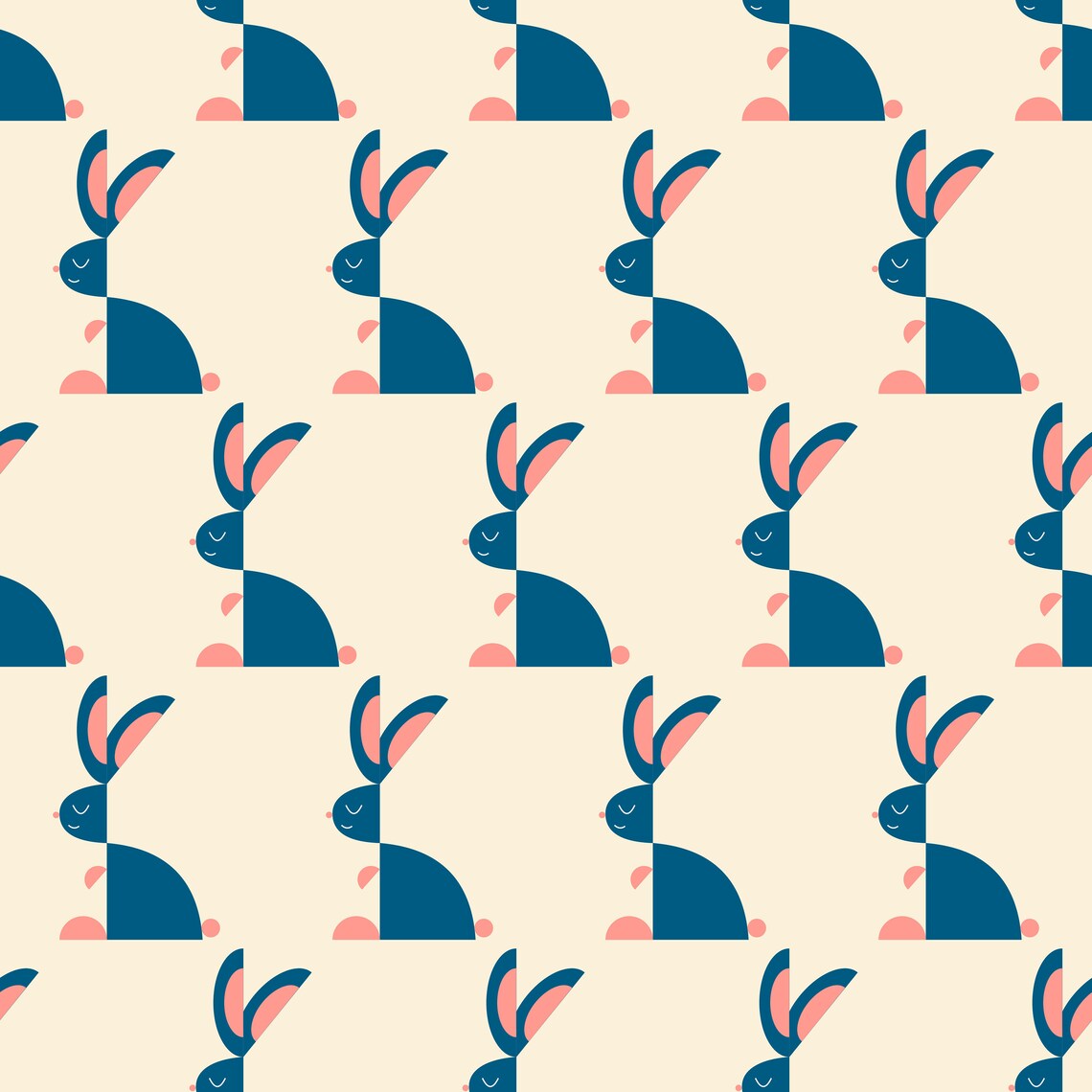 Geometric Easter Bunny Rabbit Repeat Seamless Surface Pattern Design ...
