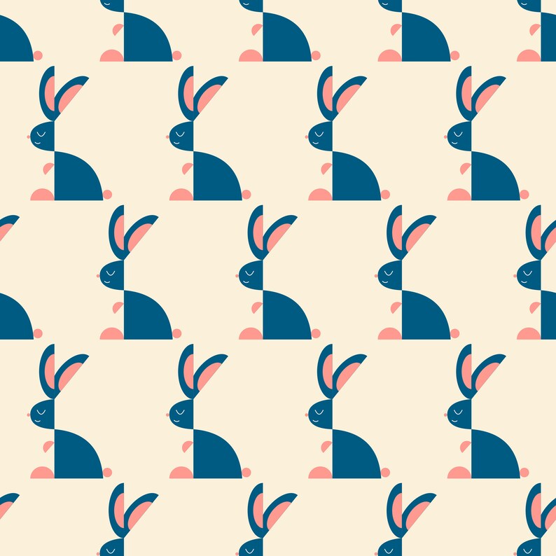 Geometric Easter Bunny Rabbit Repeat Seamless Surface Pattern Design ...
