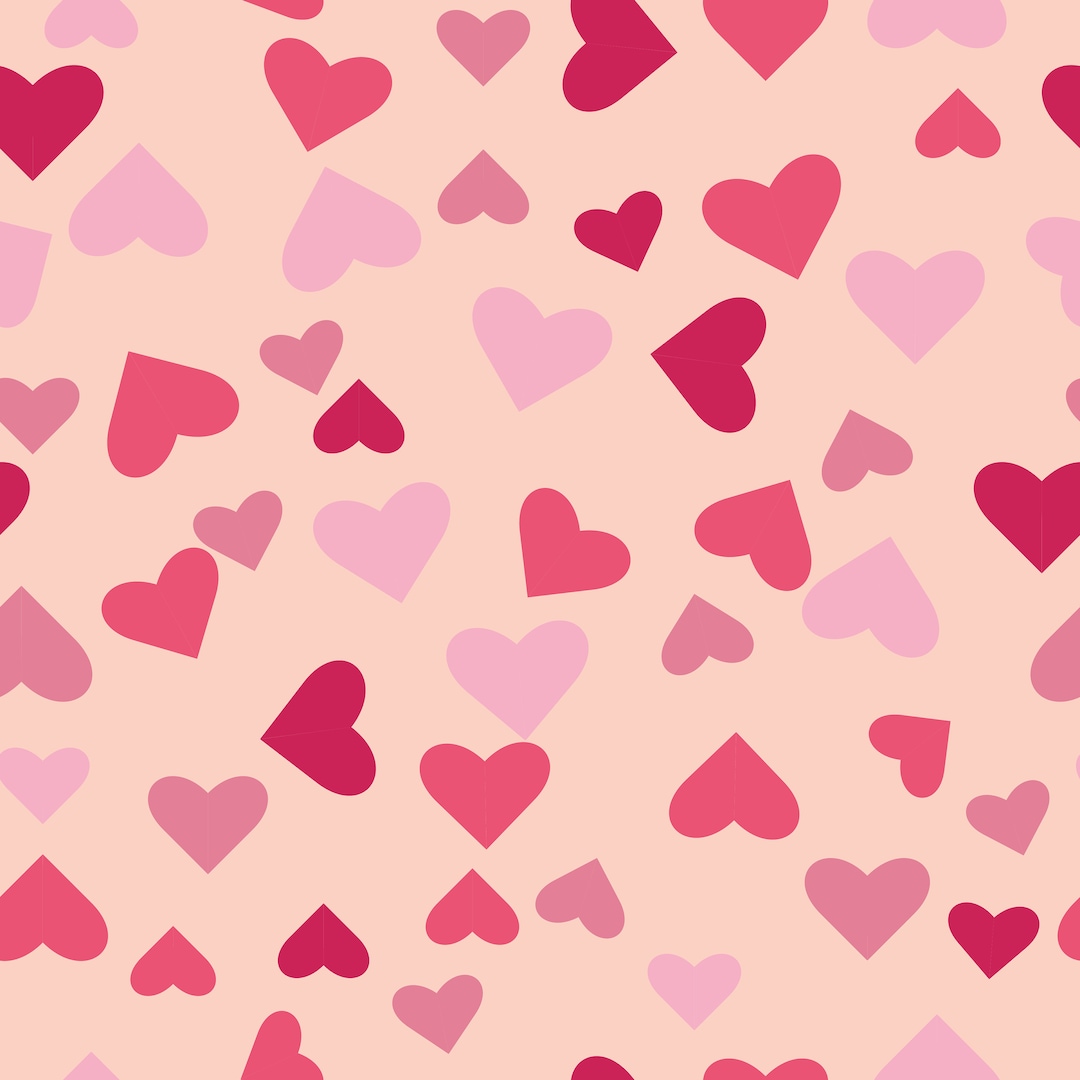 Pink Hearts Repeat Seamless Surface Pattern Design for Commercial and ...