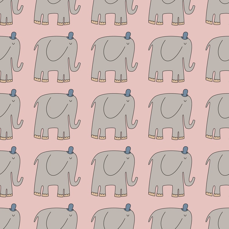 Birthday Party Elephants Repeat Surface Pattern Design for Commercial ...