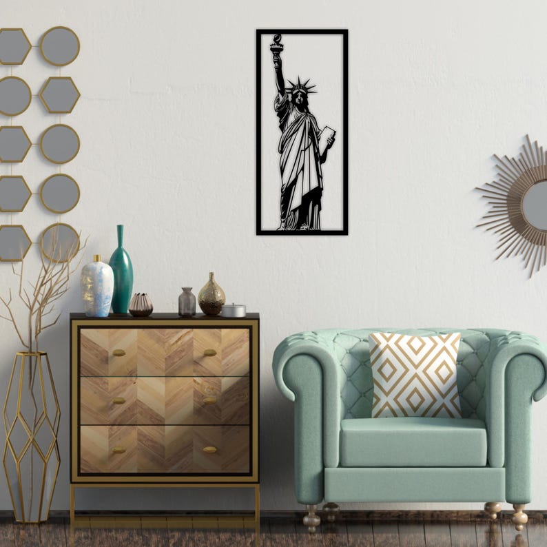 Statue of Liberty Wall Art Svg Dxf Ai Laser Cut File Wall Decor ...