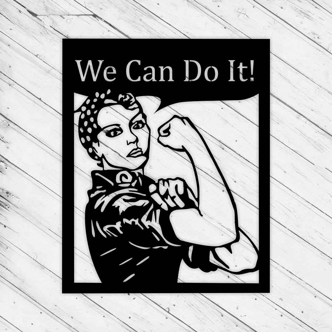 Retro Strong Women Wall Art Svg Dxf Ai Laser Cut File for Wall Decor ...