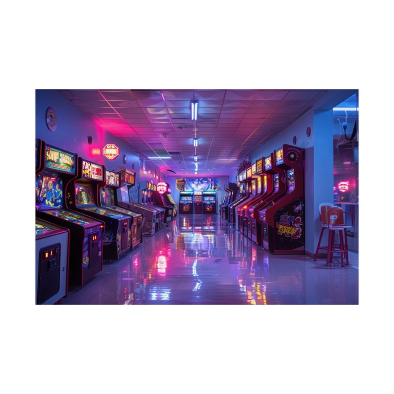 Vintage Style Arcade, Matte Horizontal Poster - Etsy