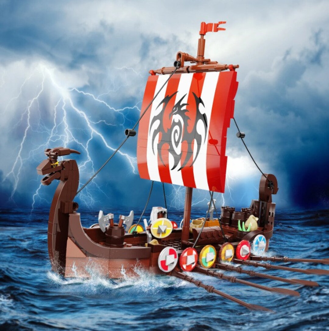 Ocean Adventure Viking Ship Building Blocks Set 555 Pieces: Educational ...