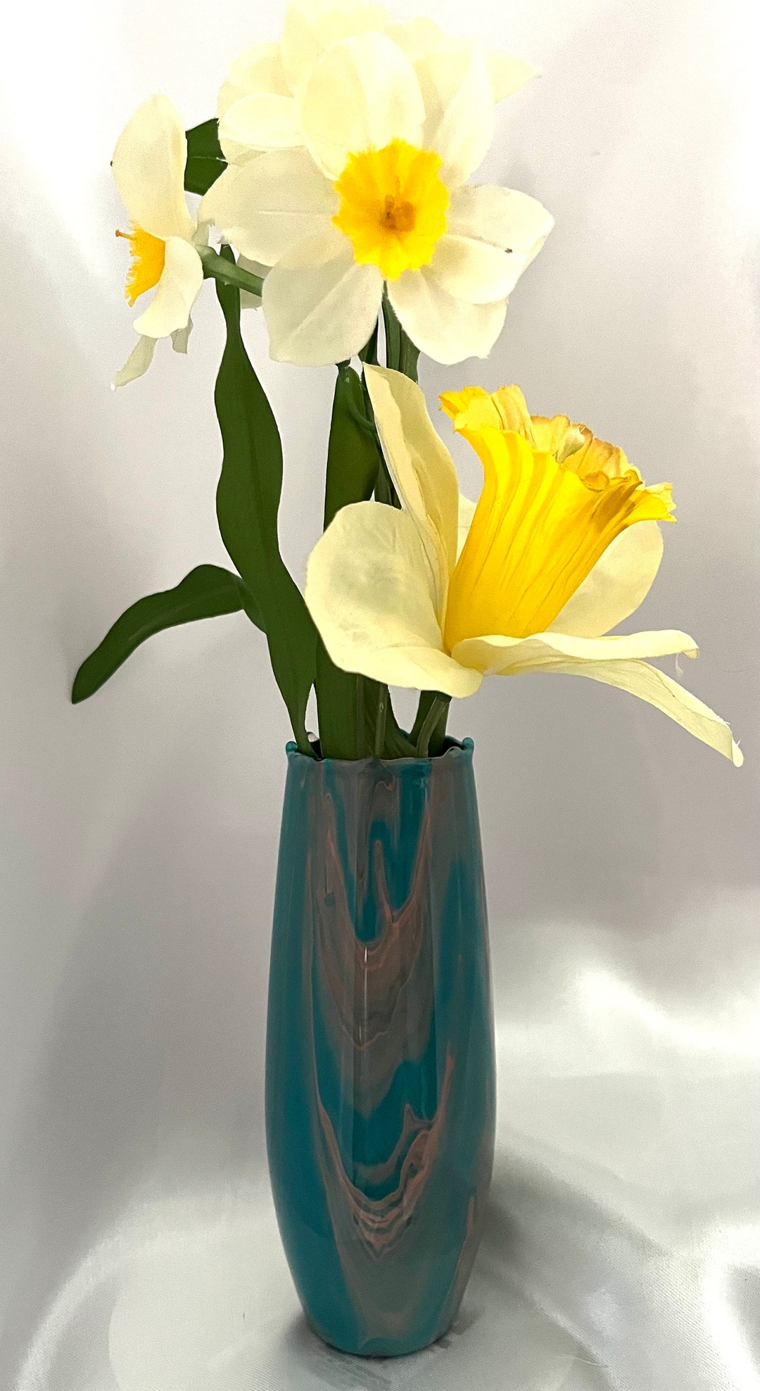 Glass Flower Vase Aqua Acrylic Paint Group 16 - Etsy