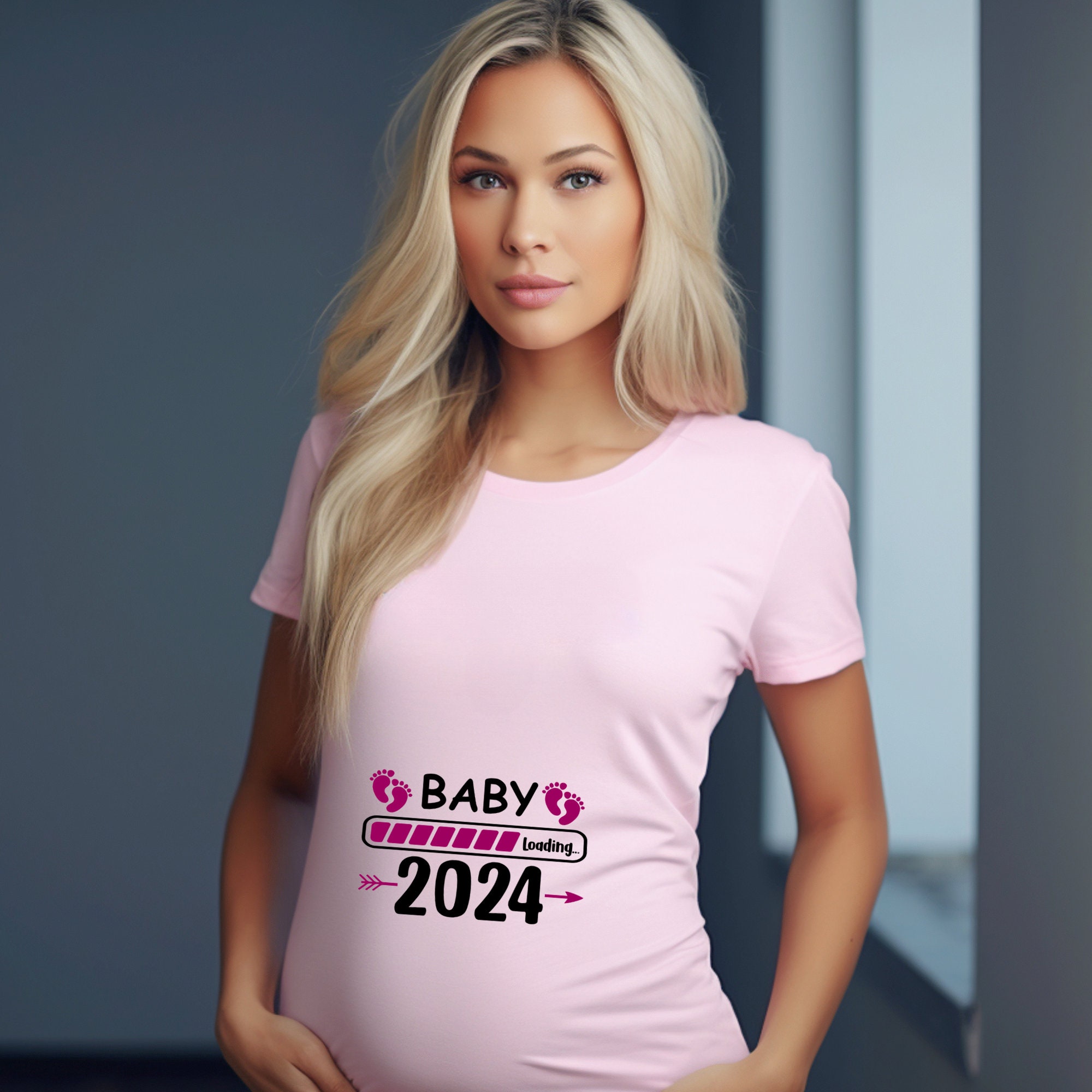 Baby Loading 2024 Pregnancy Announcement Shirt, Funny Baby Reveal Shirt ...