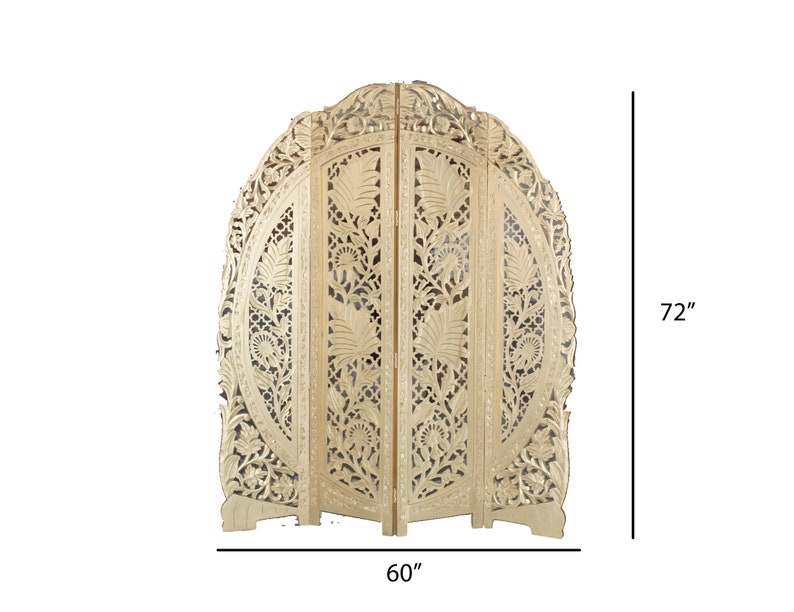 Mid Century Round SHAPE Gold Floral Design Wooden Folding Divider ...