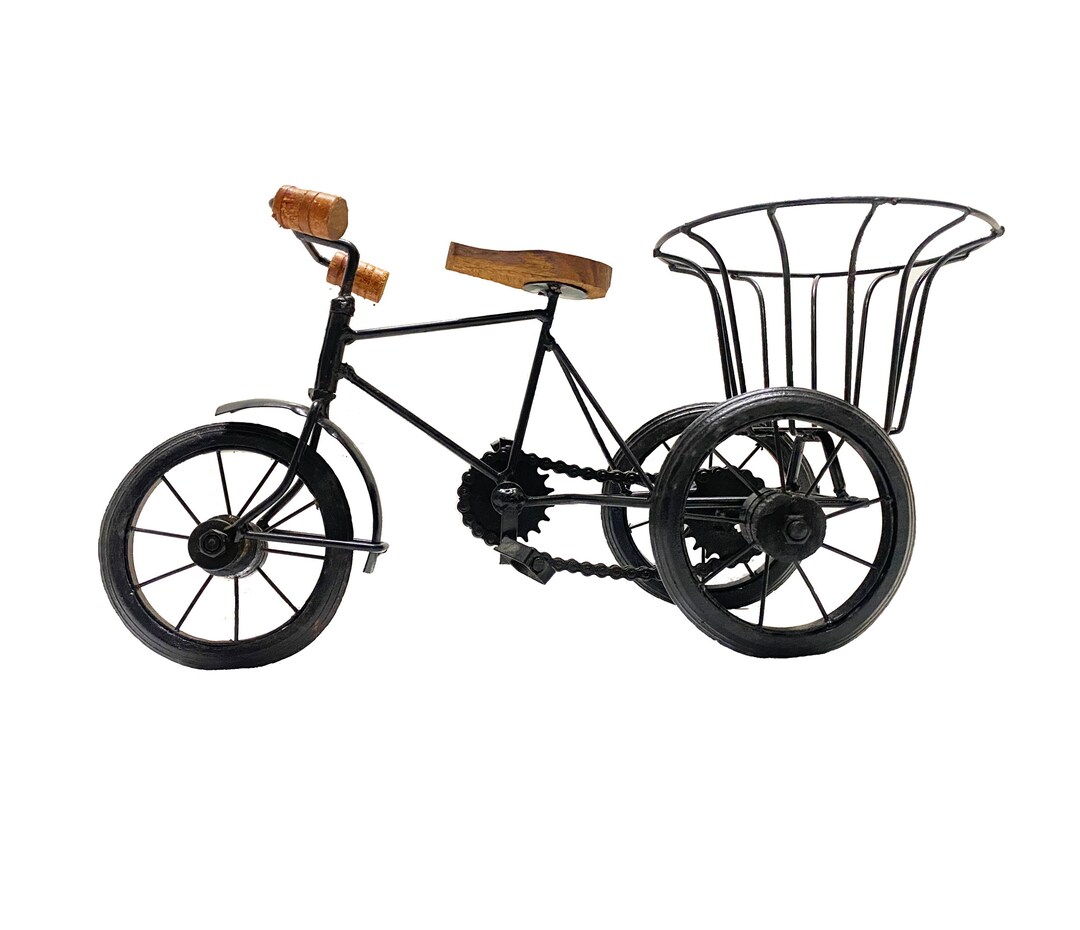 Metal and Wood Tricycle, Small Tray or Flower Pot, Basket Home Décor - Etsy