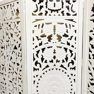 3 Panel Flower Design Partition, Handmade Wooden Folding Screen ...