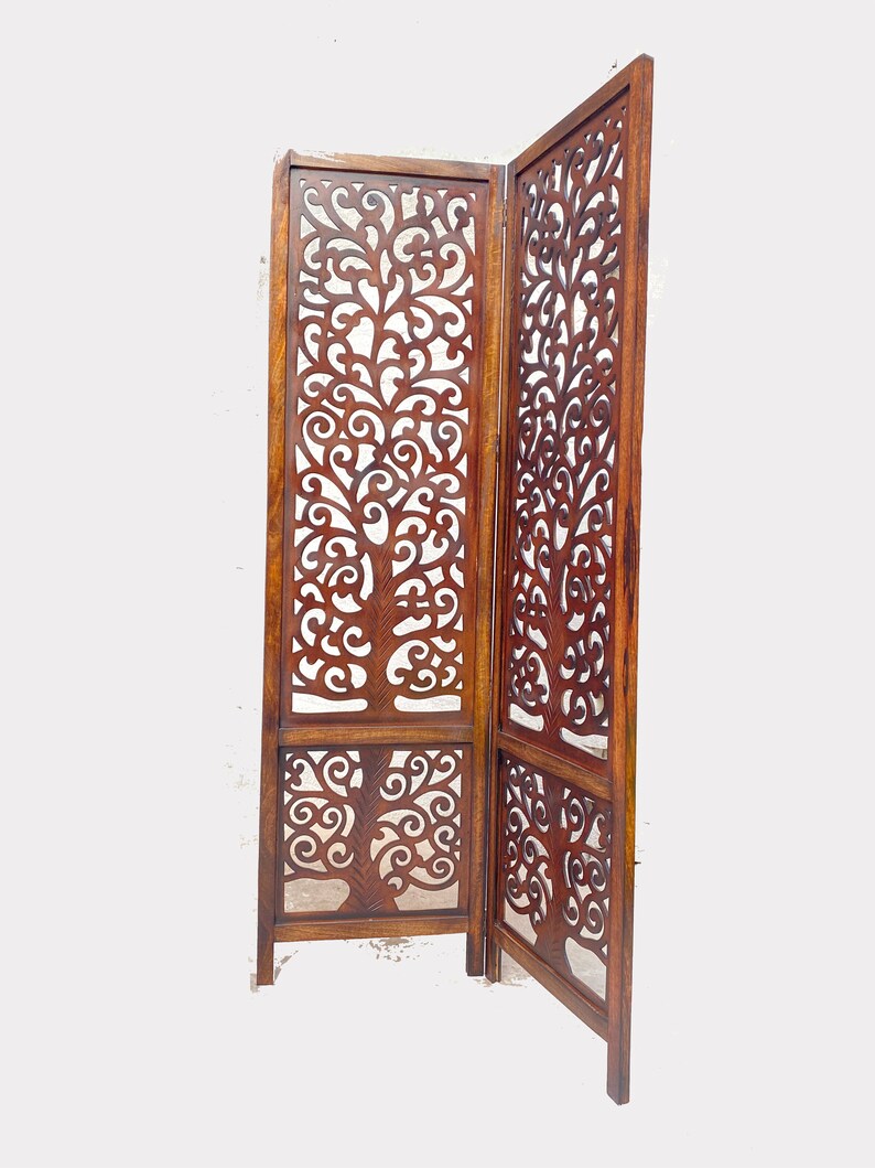 Mid Century Tree Style Wooden Folding Divider, Partition, Handmade Self ...