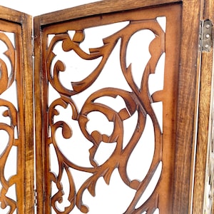 Mid Century Floral Design Wooden Folding Divider, Partition, Handmade ...