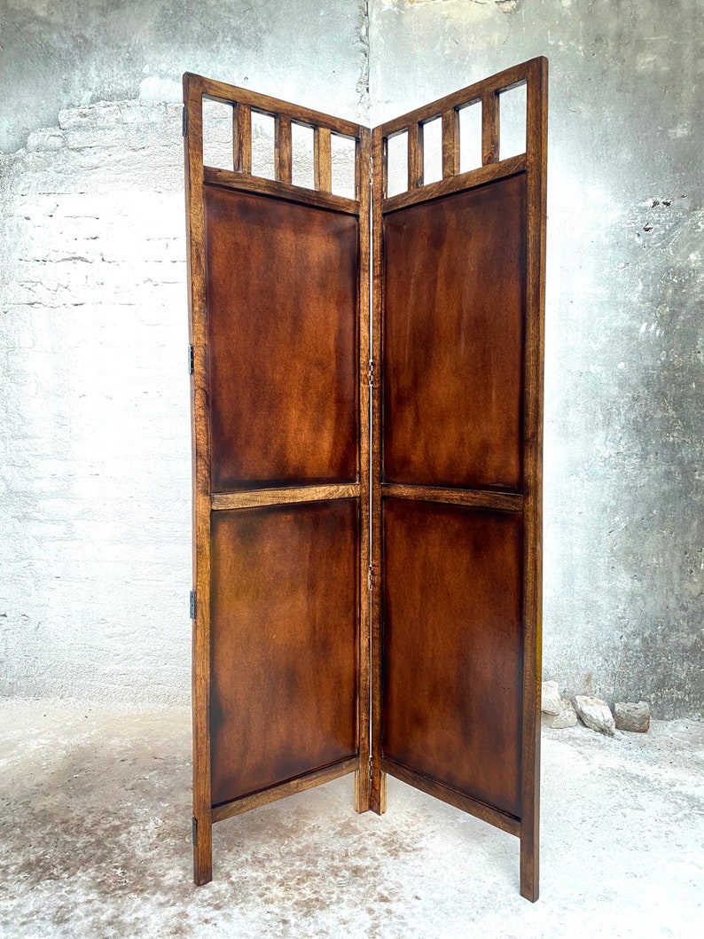 Mid Century Modern Wood Folding Room Divider: Handmade Block Design ...