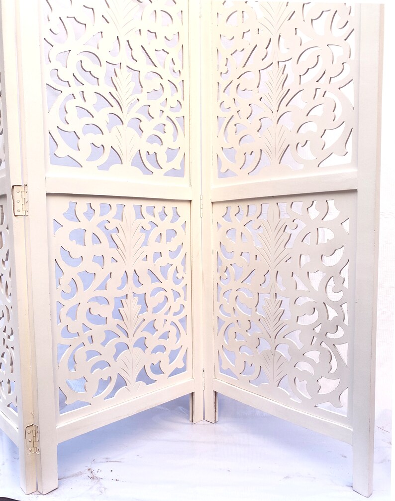 White Flower Style Wooden Folding Divider, Partition, Handmade Self ...