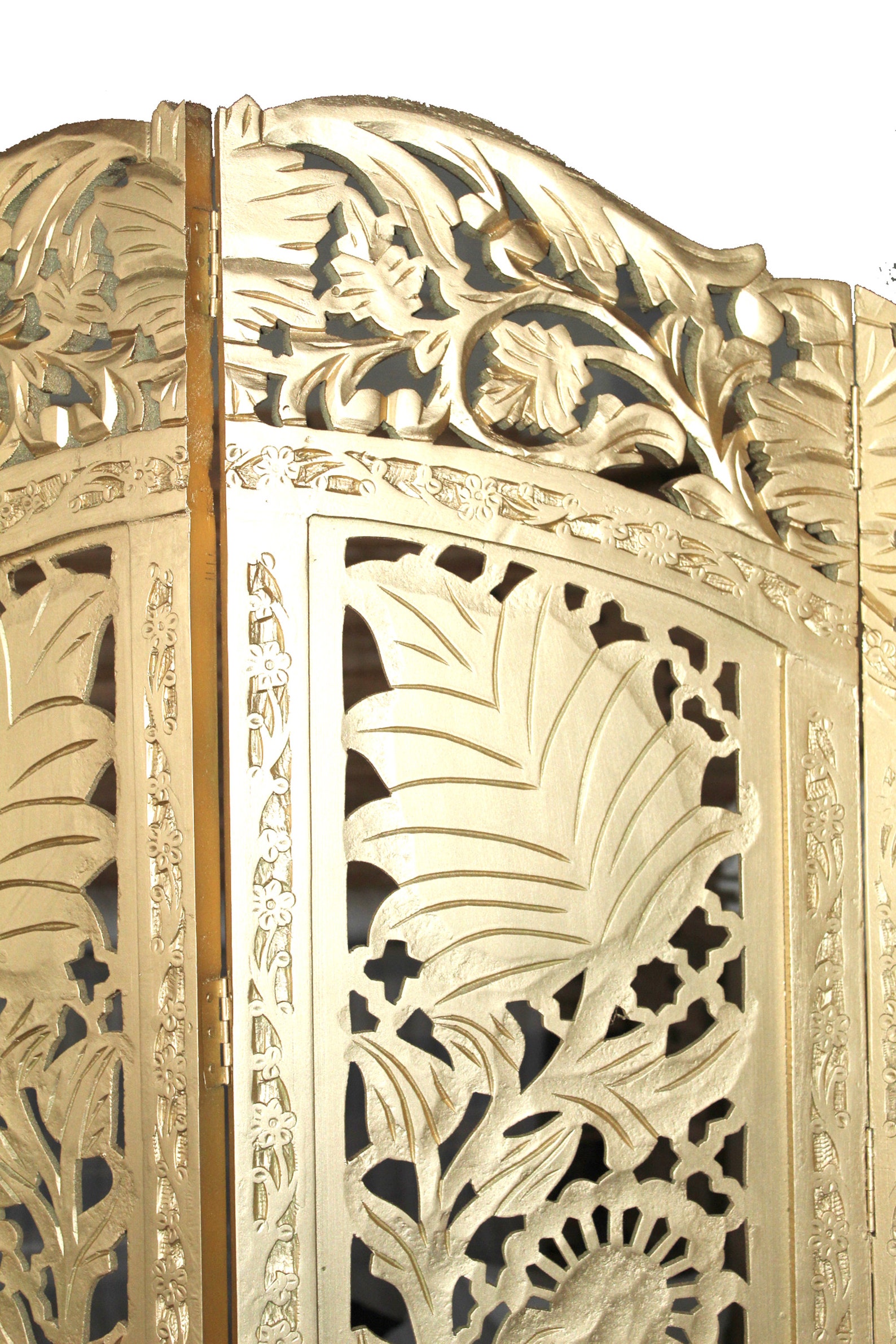 Mid Century Round SHAPE Gold Floral Design Wooden Folding Divider ...