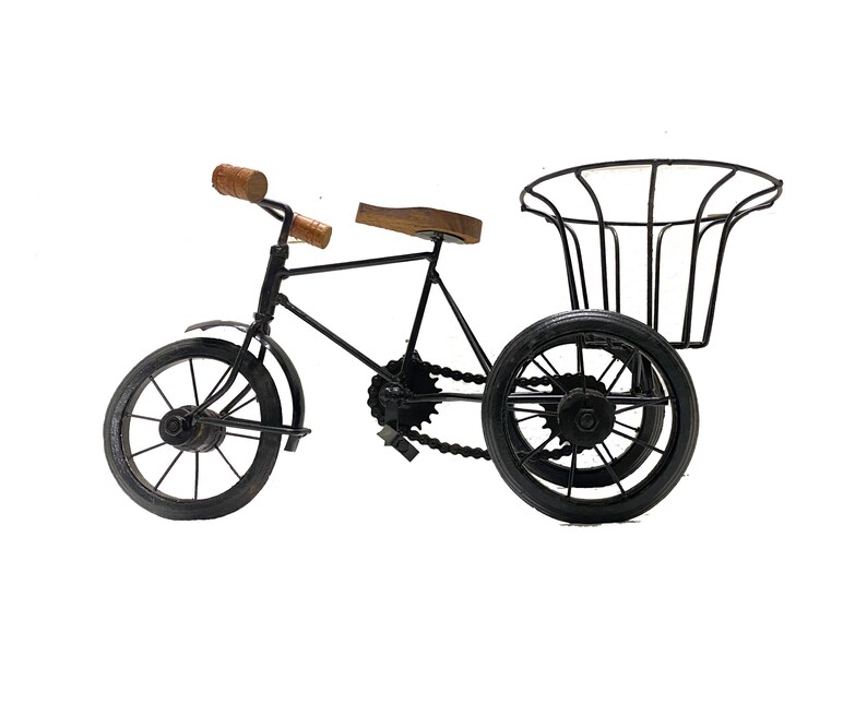 Metal and Wood Tricycle, Small Tray or Flower Pot, Basket Home Décor - Etsy