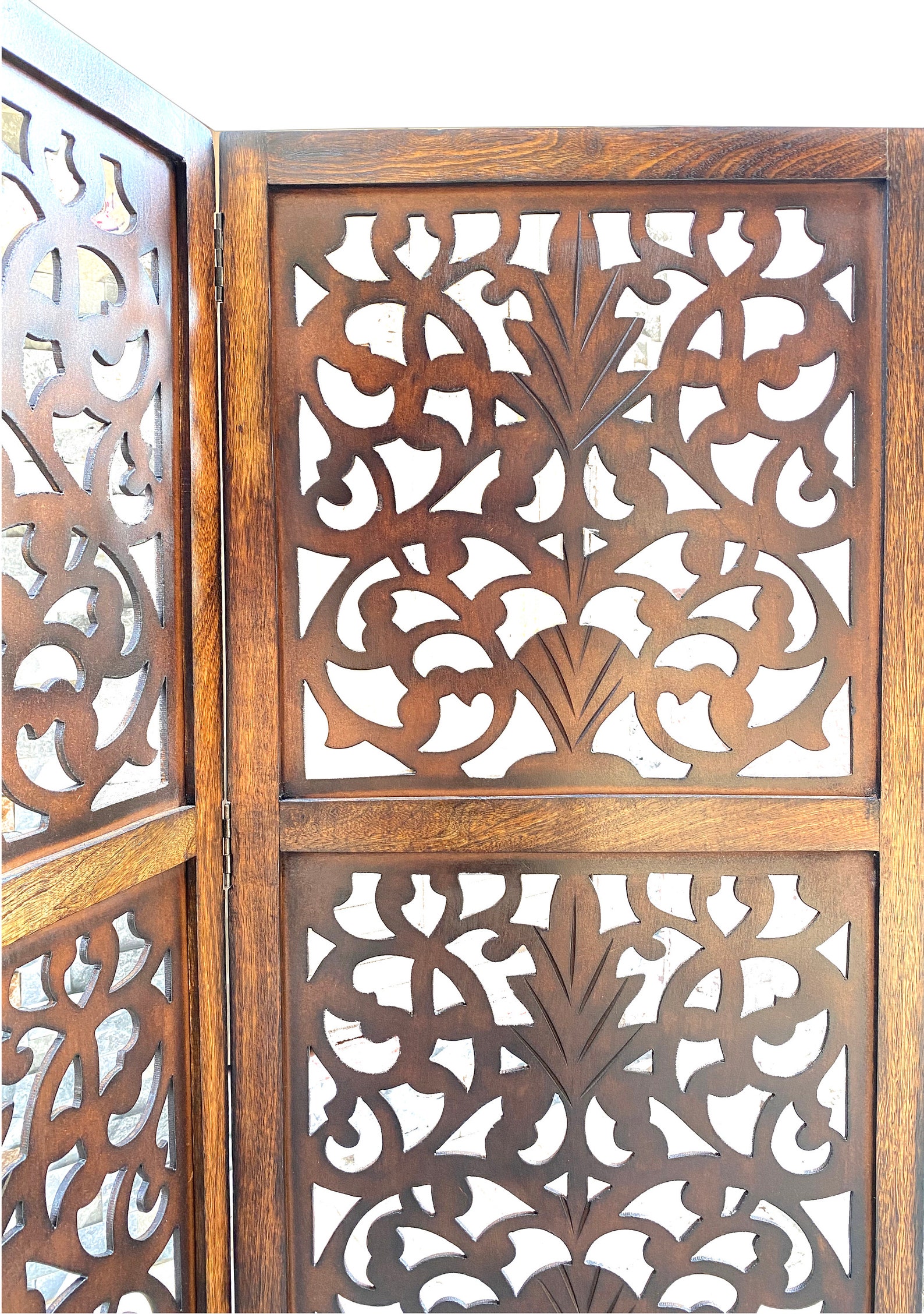 White Flower Style Wooden Folding Divider, Partition, Handmade Self ...