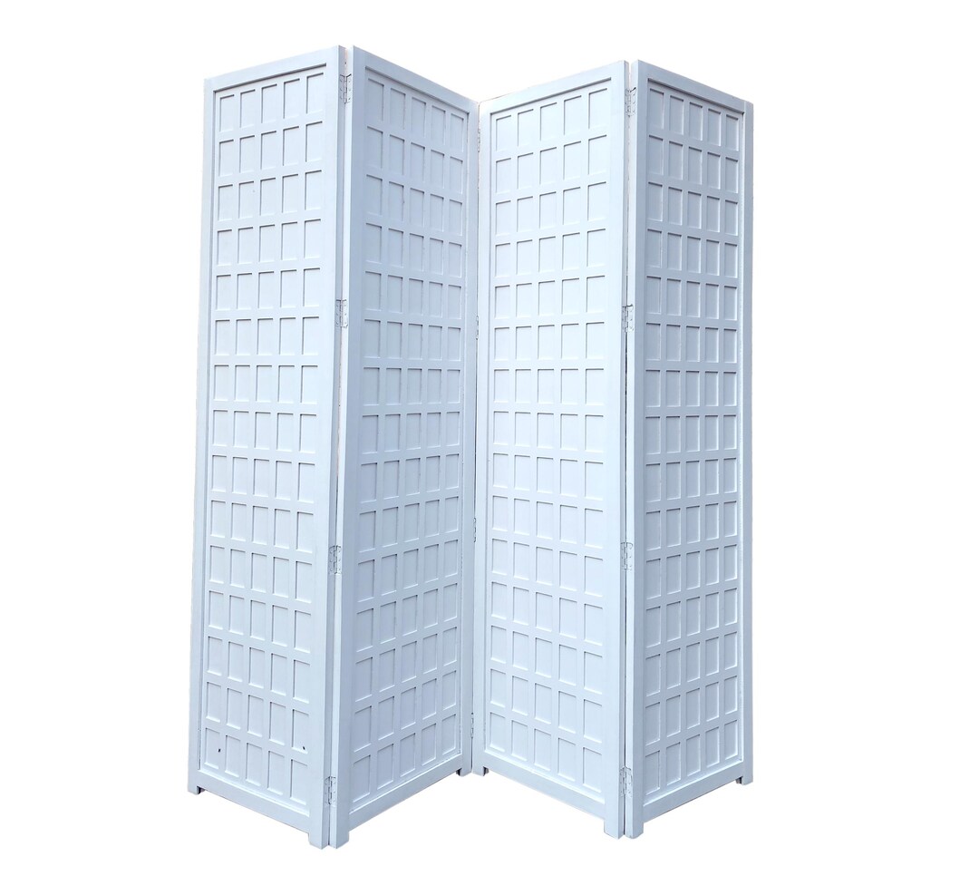 Handmade Wooden Folding Room Divider: White Block Cube Partition - Etsy