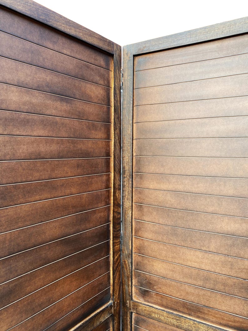 Mid-century Modern Wood Folding Divider: Brown Stripe Room Partition - Etsy