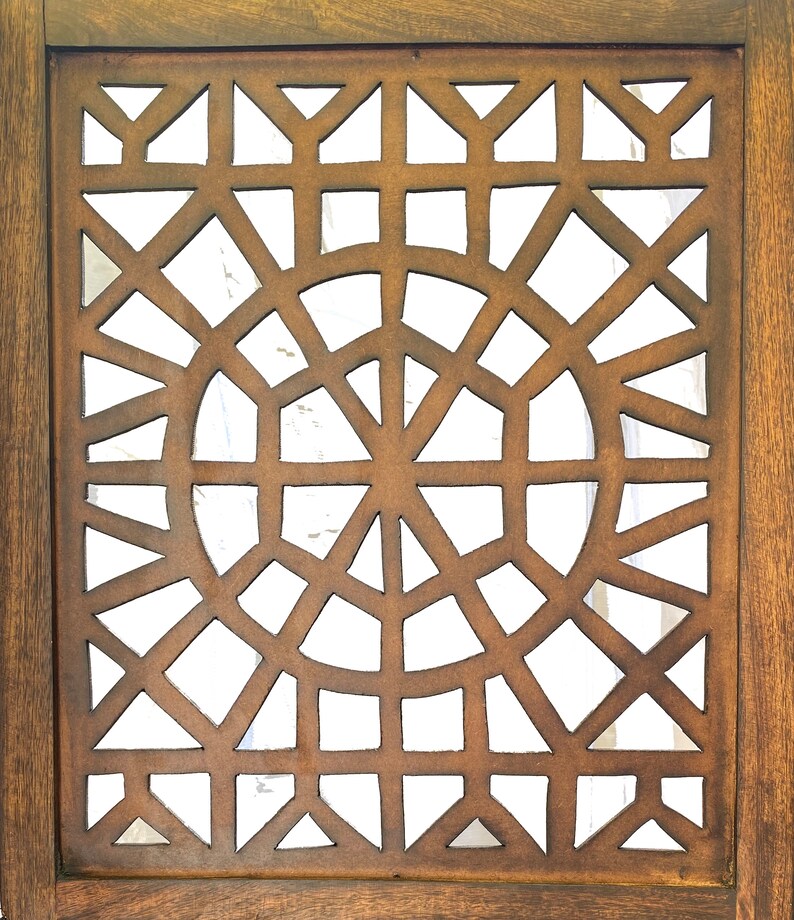 Mid Century Round Mesh Design Wooden Folding Divider, Partition ...