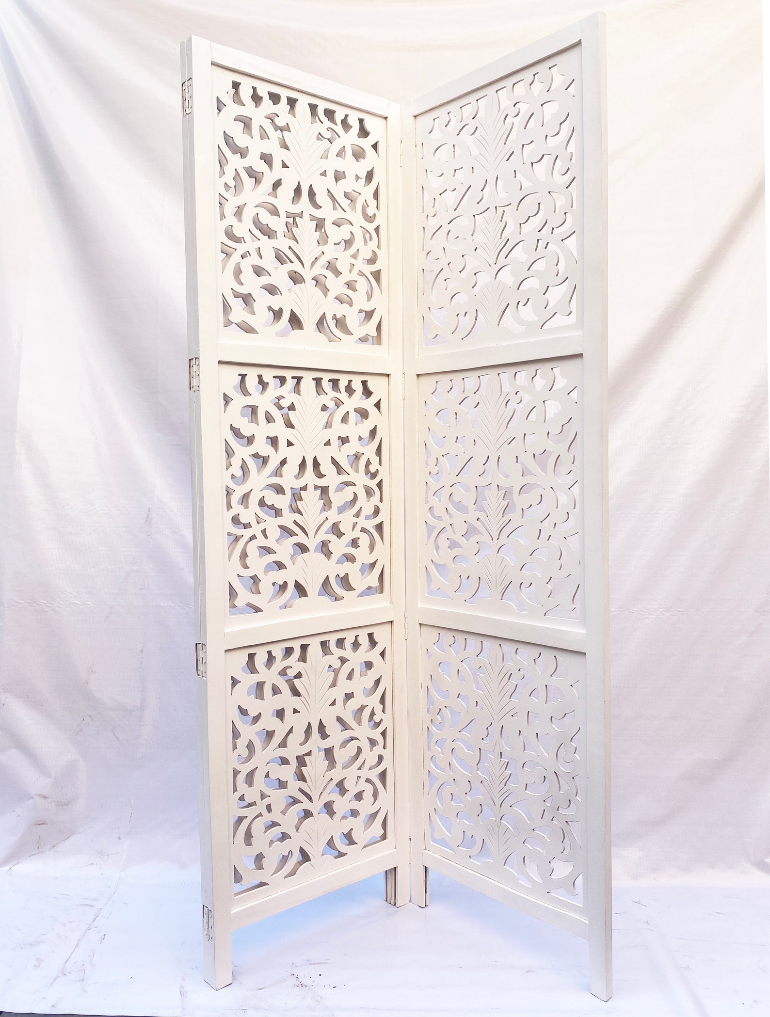 White Flower Style Wooden Folding Divider, Partition, Handmade Self ...
