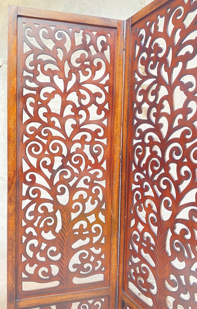 Mid Century Tree Style Wooden Folding Divider, Partition, Handmade Self ...