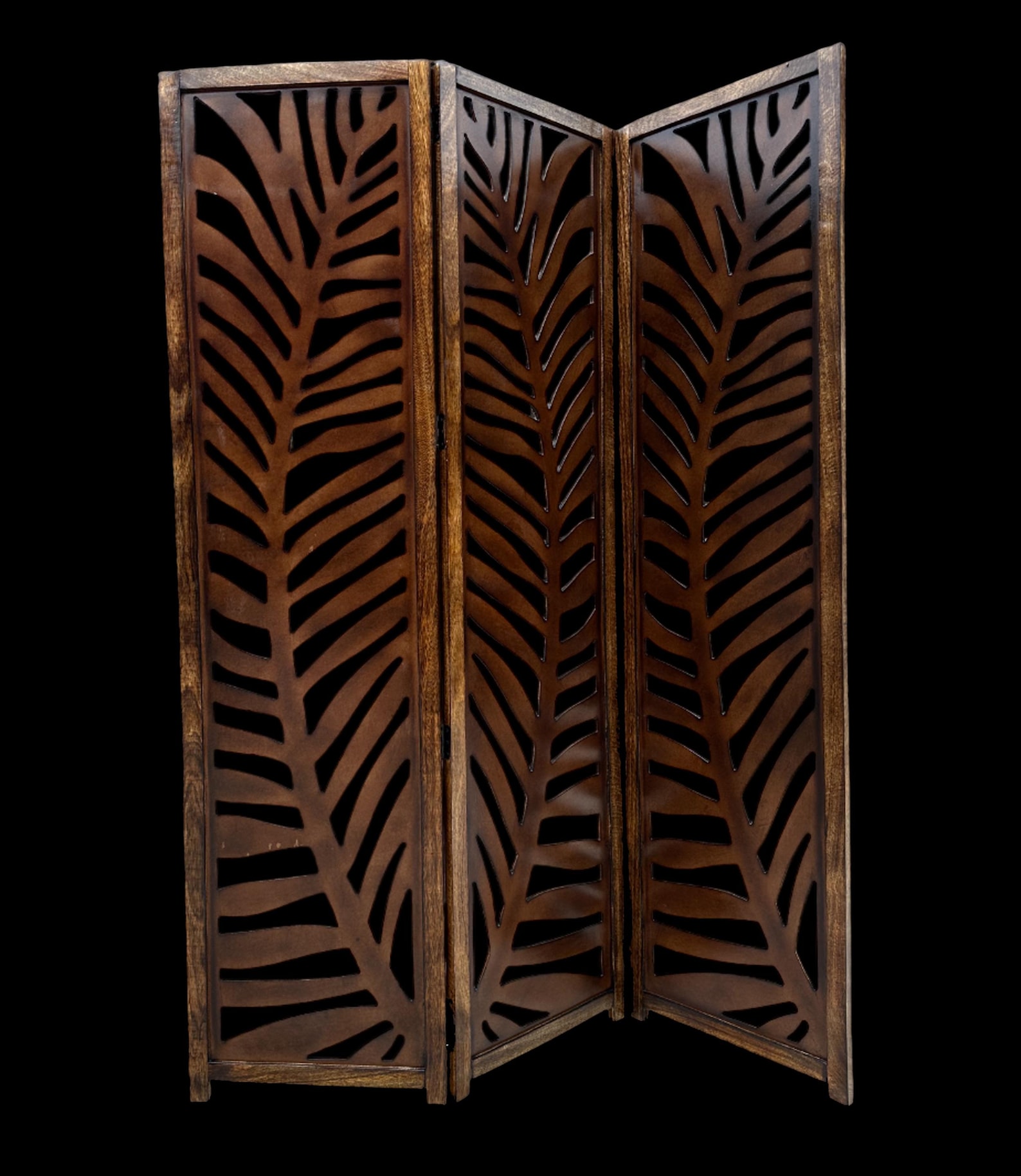 Mid Century Big Leaf Design Wooden Folding Divider, Partition, Handmade ...