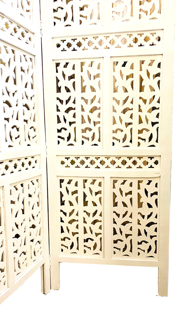 Mid Century White Wooden Folding Divider, Partition, Handmade Self ...