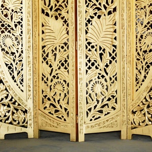 Mid Century Round SHAPE Gold Floral Design Wooden Folding Divider ...