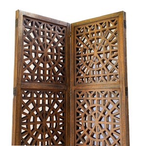 Mid Century Round Mesh Design Wooden Folding Divider, Partition ...