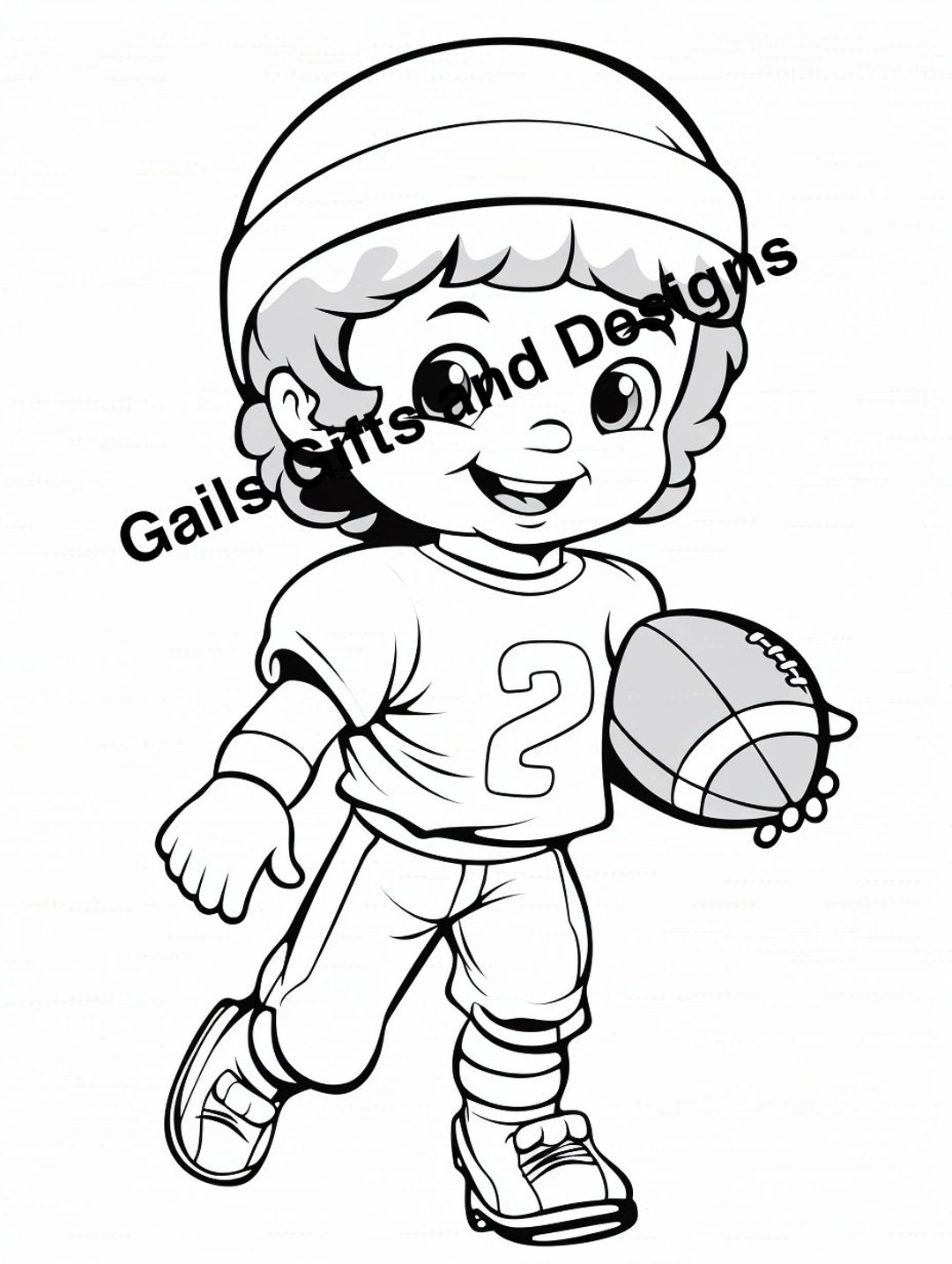 Cute Football Player Coloring Page for Instant Download, Fun Football ...