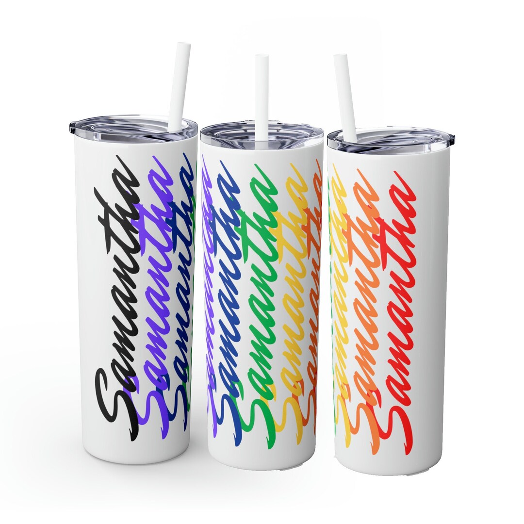 Custom Skinny Tumbler With Straw, 20oz, Personalized Tumbler, Custom ...