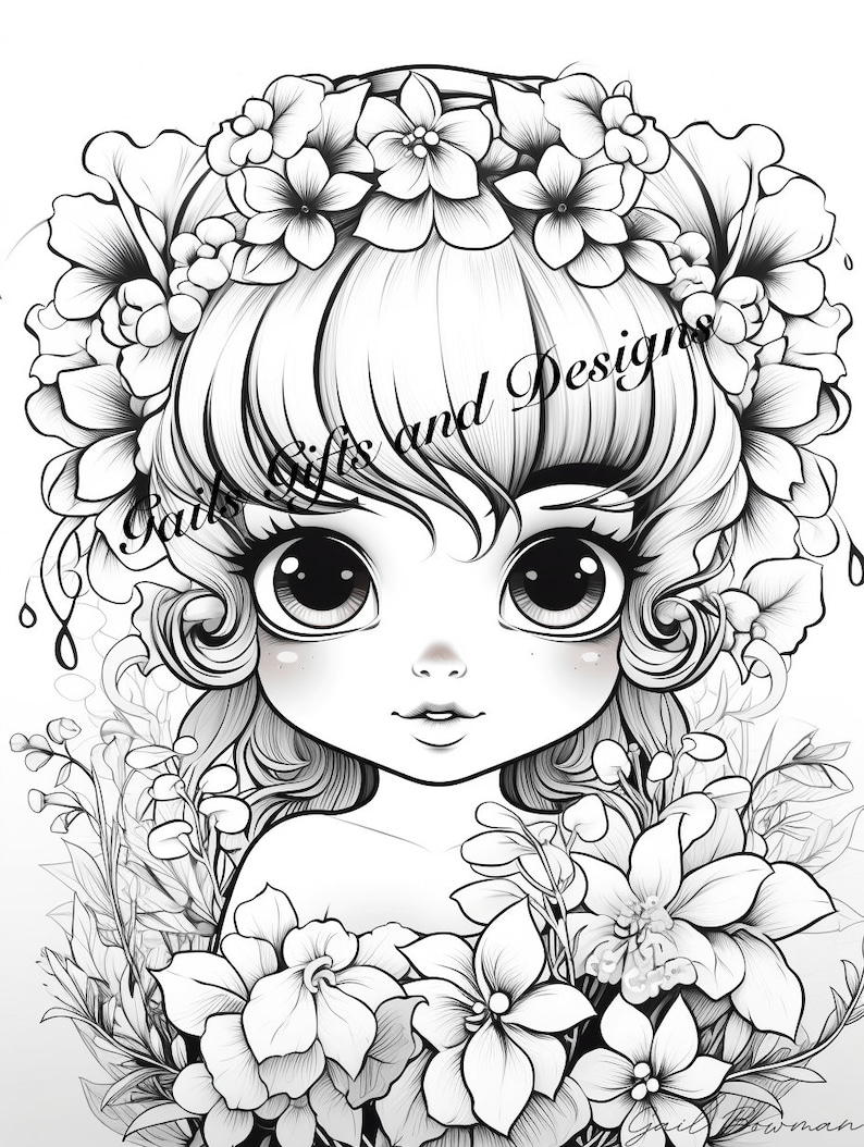 Fairies Book of 5 Coloring Pages for Adults Downloadable File Book One ...