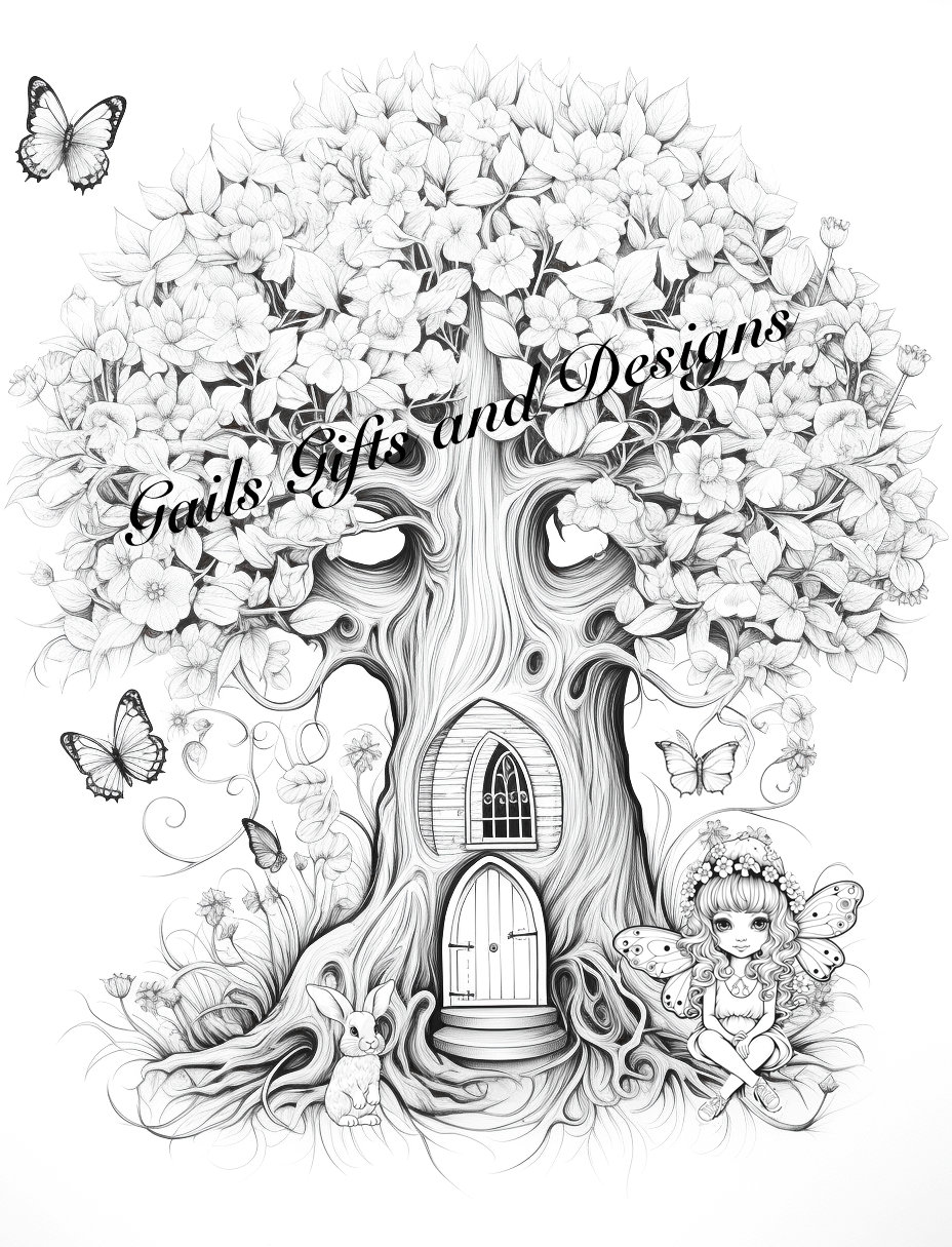 Fairies Book of 5 Coloring Pages for Adults Downloadable File Book Four ...