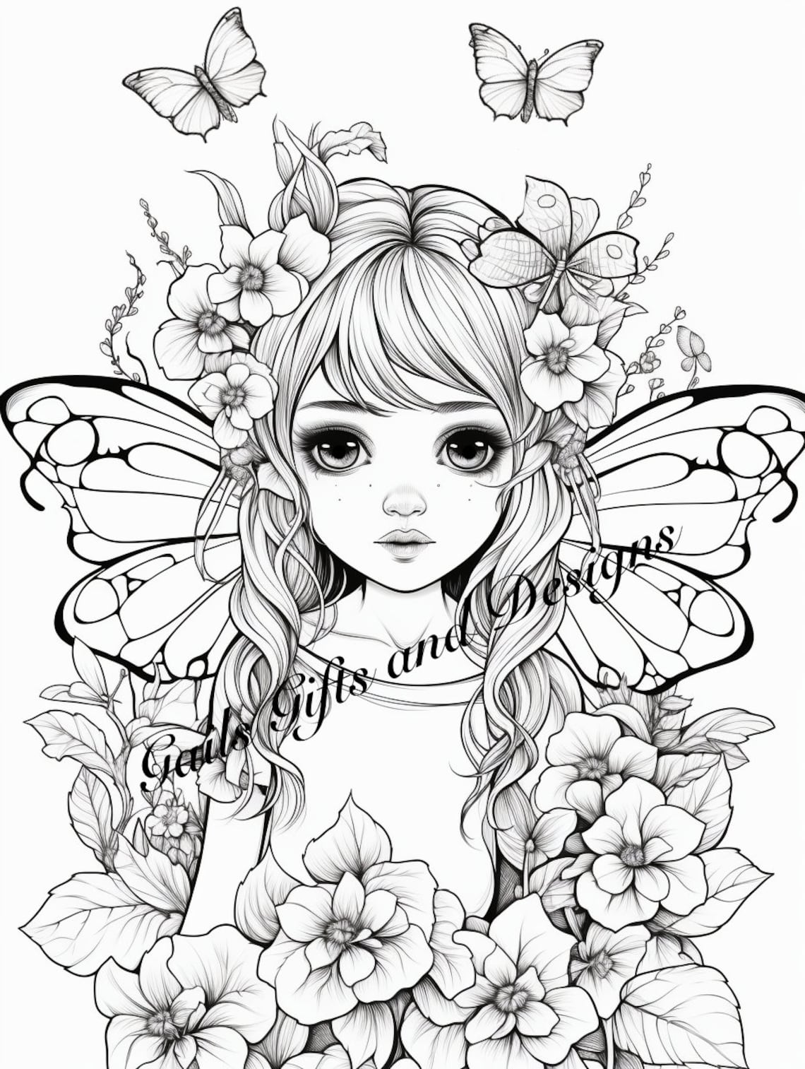 Fairies Book of 5 Coloring Pages for Adults Downloadable File Book Two ...