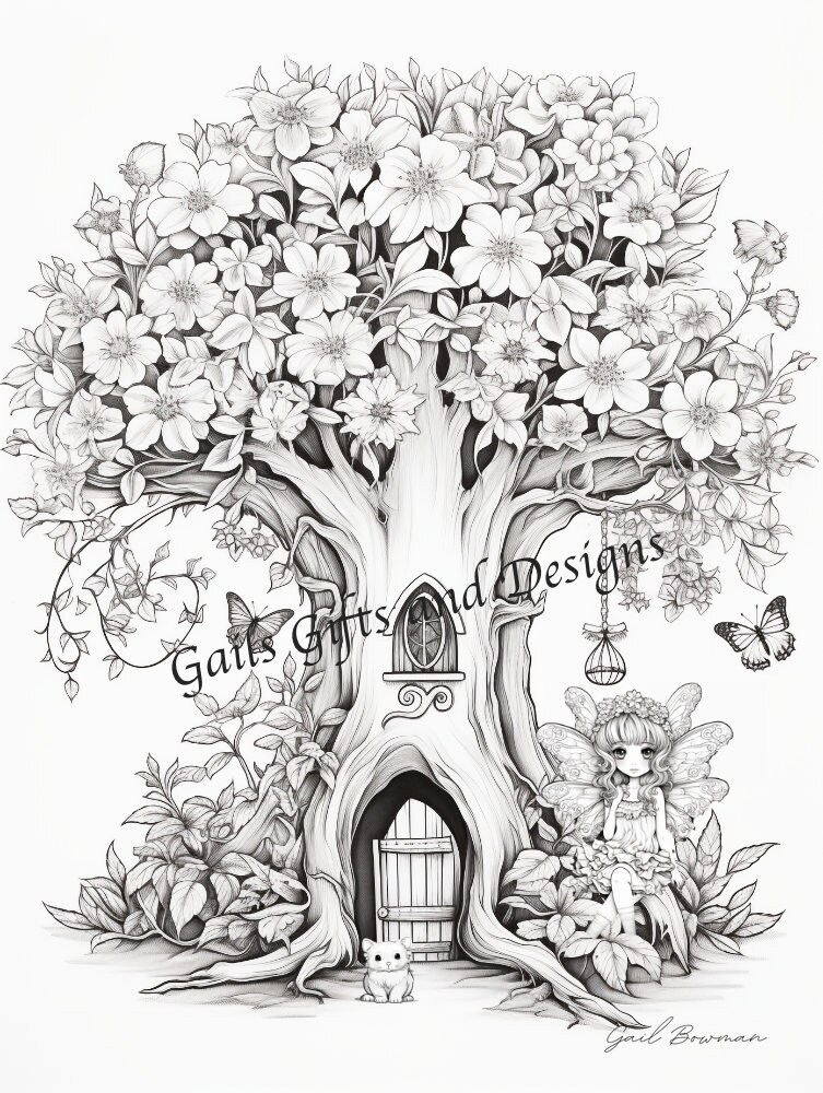 Fairies Book of 5 Coloring Pages for Adults Downloadable File Book Six ...