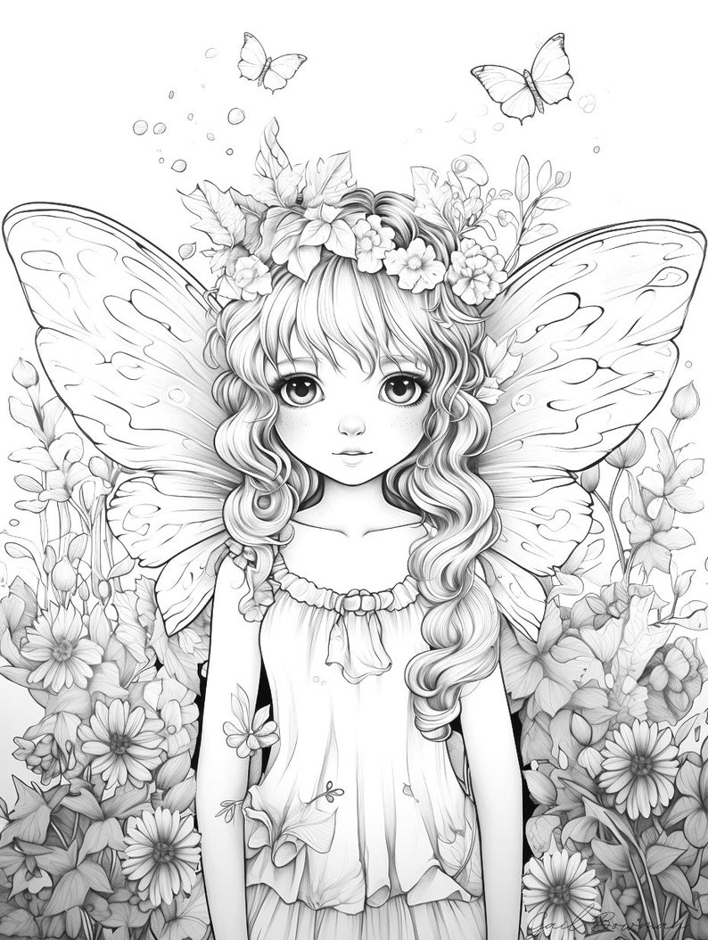 Fairies Book of 5 Coloring Pages for Adults Downloadable File Book ...