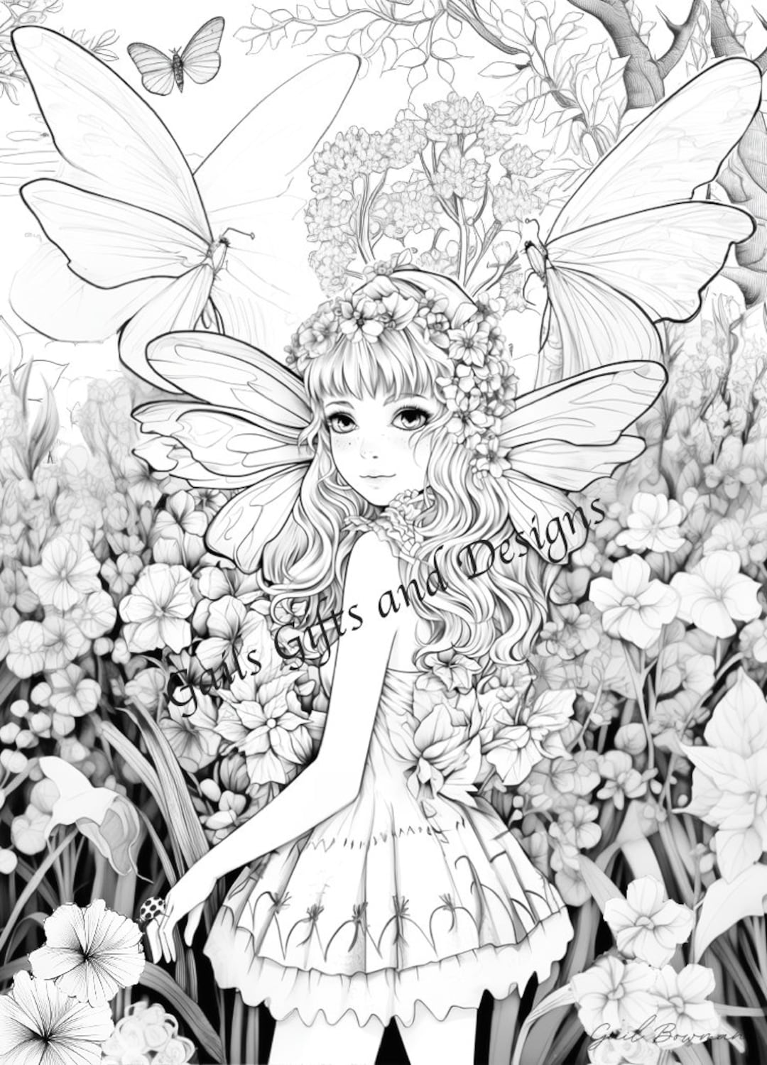 Fairies Book of 5 Coloring Pages for Adults Downloadable File Book Six ...