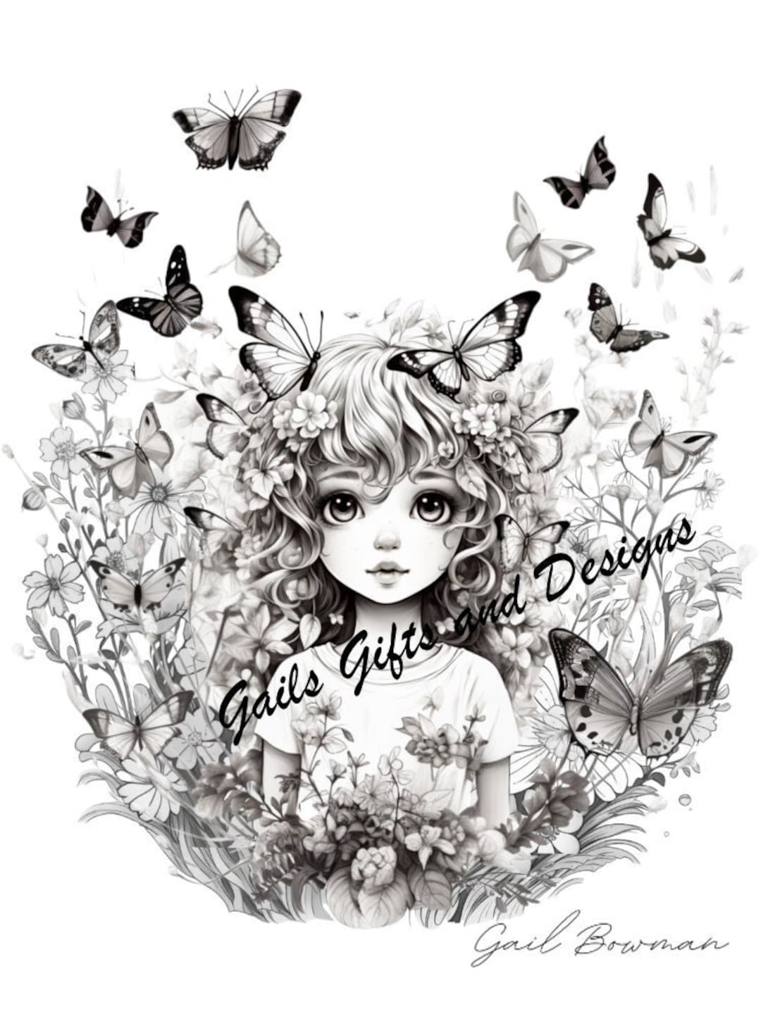 Fairies Book of 5 Coloring Pages for Adults Downloadable File Book One ...