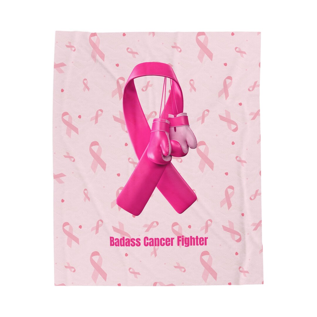 Badass Breast Cancer Fighter Velveteen Plush Blanket. Cancer Awareness ...
