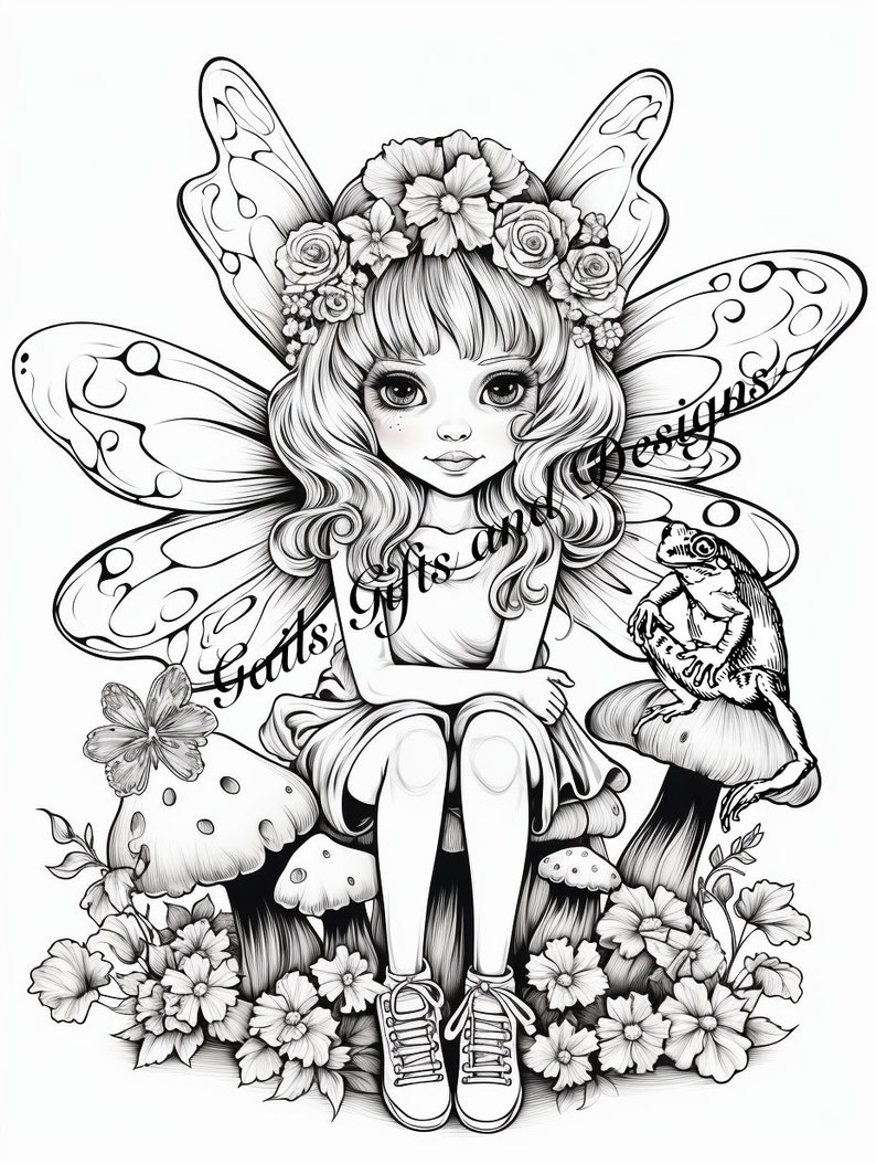 Fairies Book of 5 Coloring Pages for Adults Downloadable File Book ...
