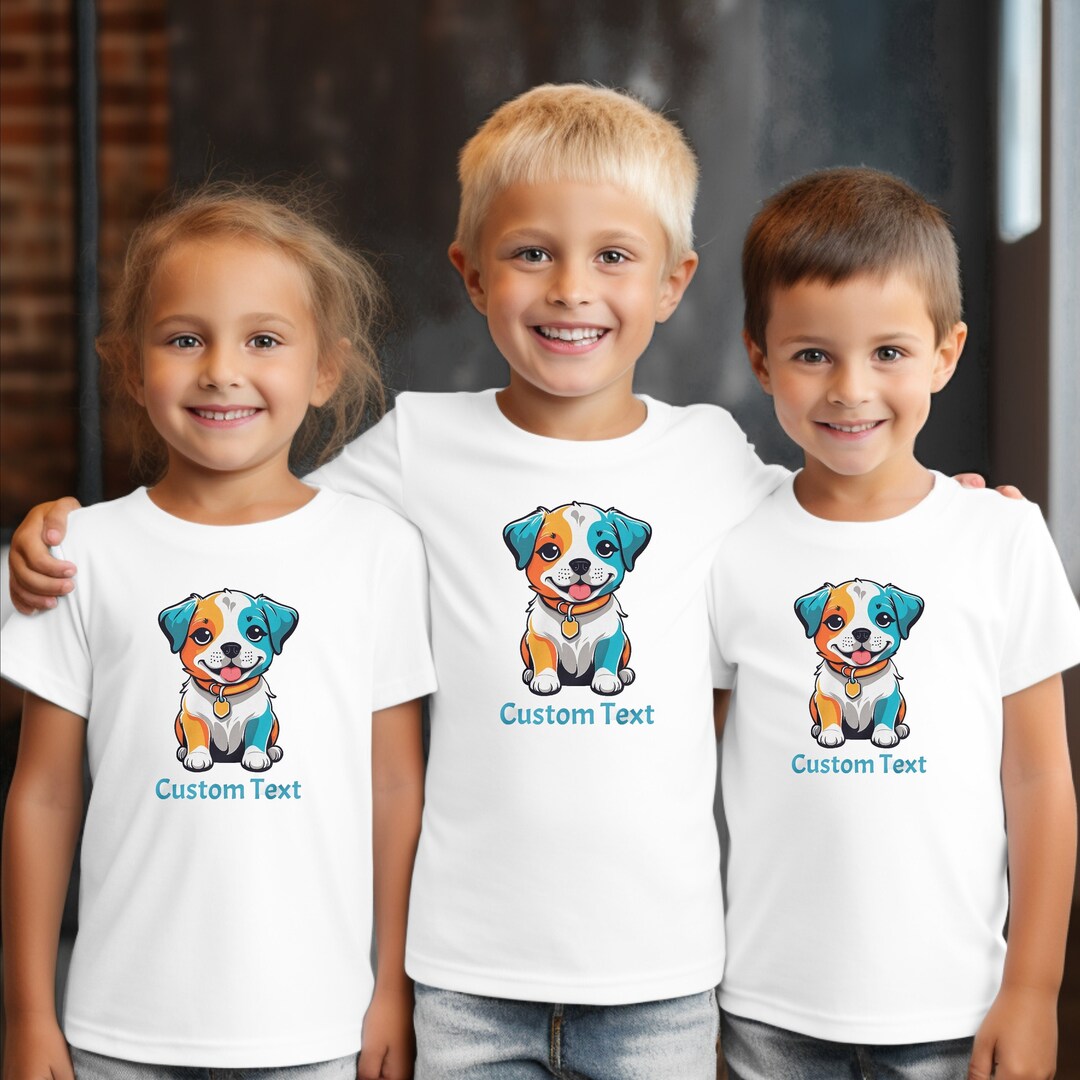 Custom Kids Cute Puppy Shirt. Personalized T-shirt for Kids. Add Custom ...