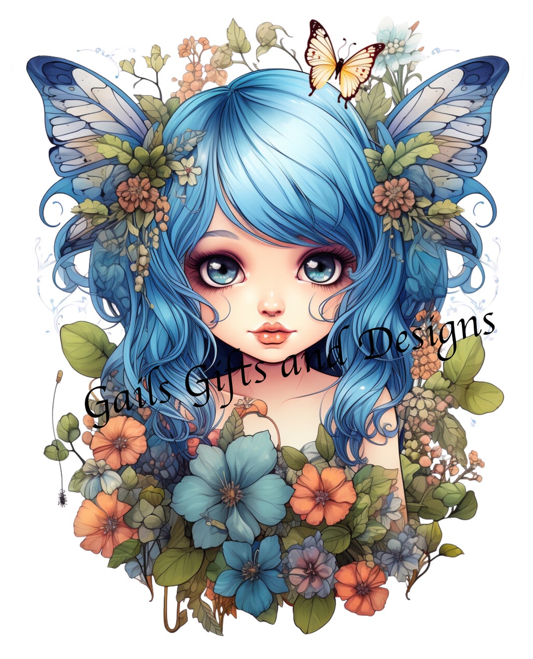 Cute Blue Fairy Downloadable Digital Image, Printable PNG Fairycore ...