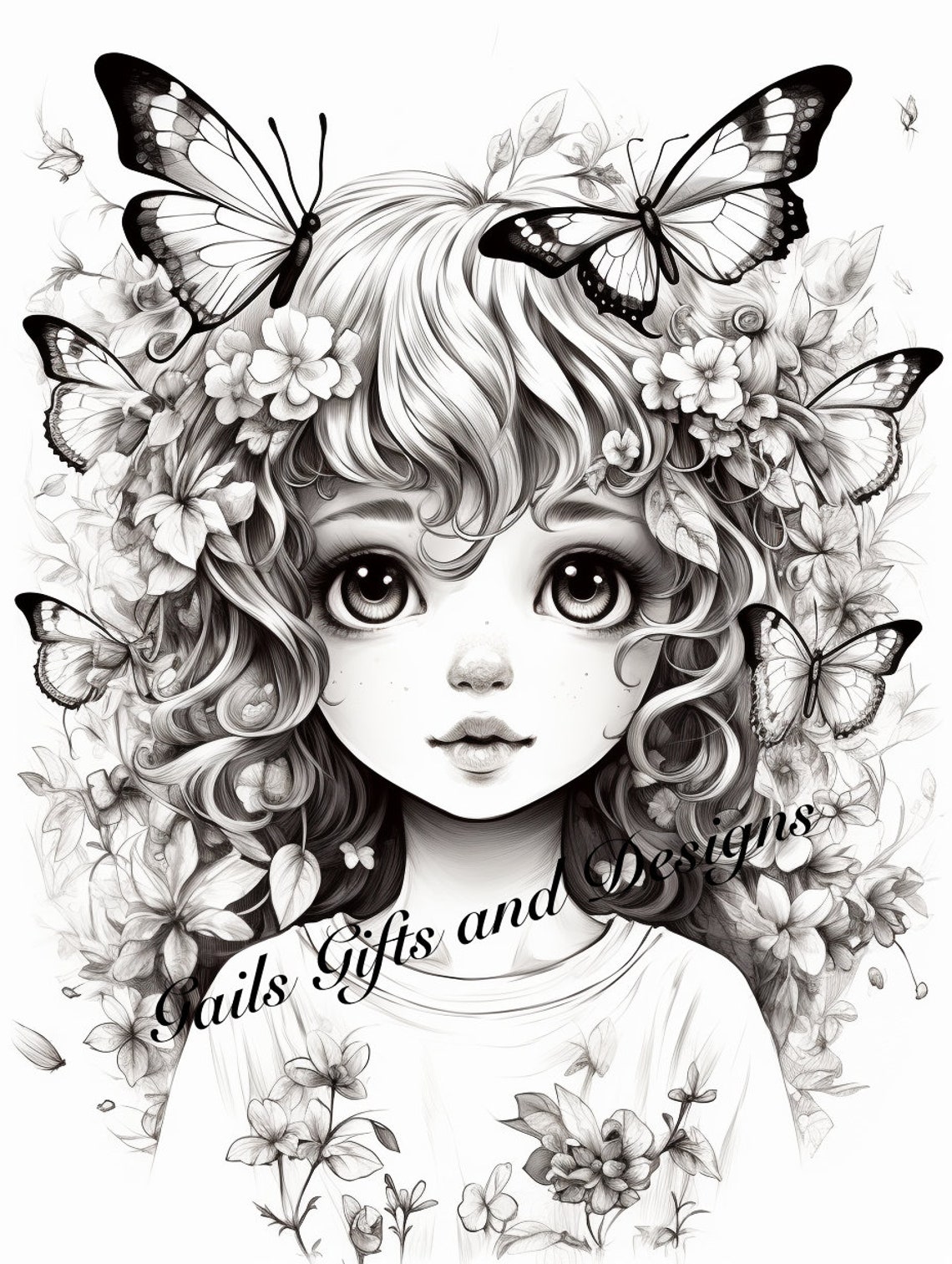 Cute Fairy Coloring Page for Adults Book One, Amazing Fairy, Fairycore ...