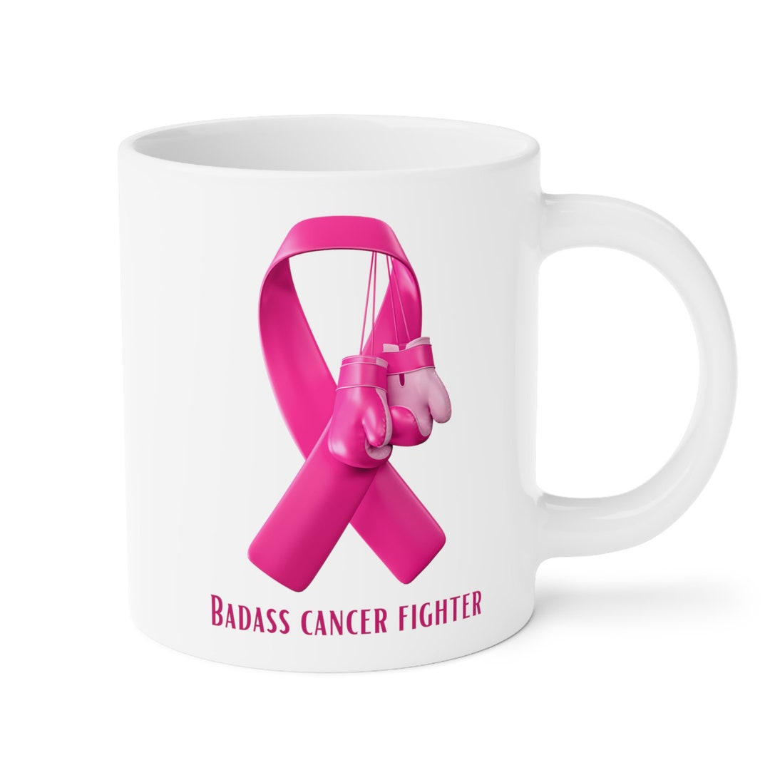 Badass Breast Cancer Ceramic Mugs 15/20 Oz, Cancer Fighter, Cancer ...