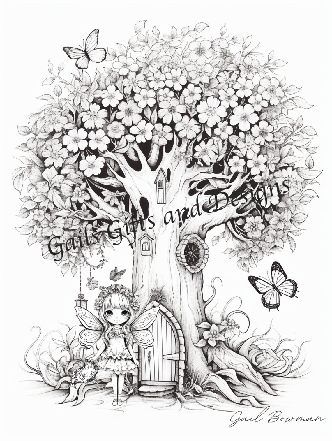 Fairies Book of 5 Coloring Pages for Adults Downloadable File Book Five ...