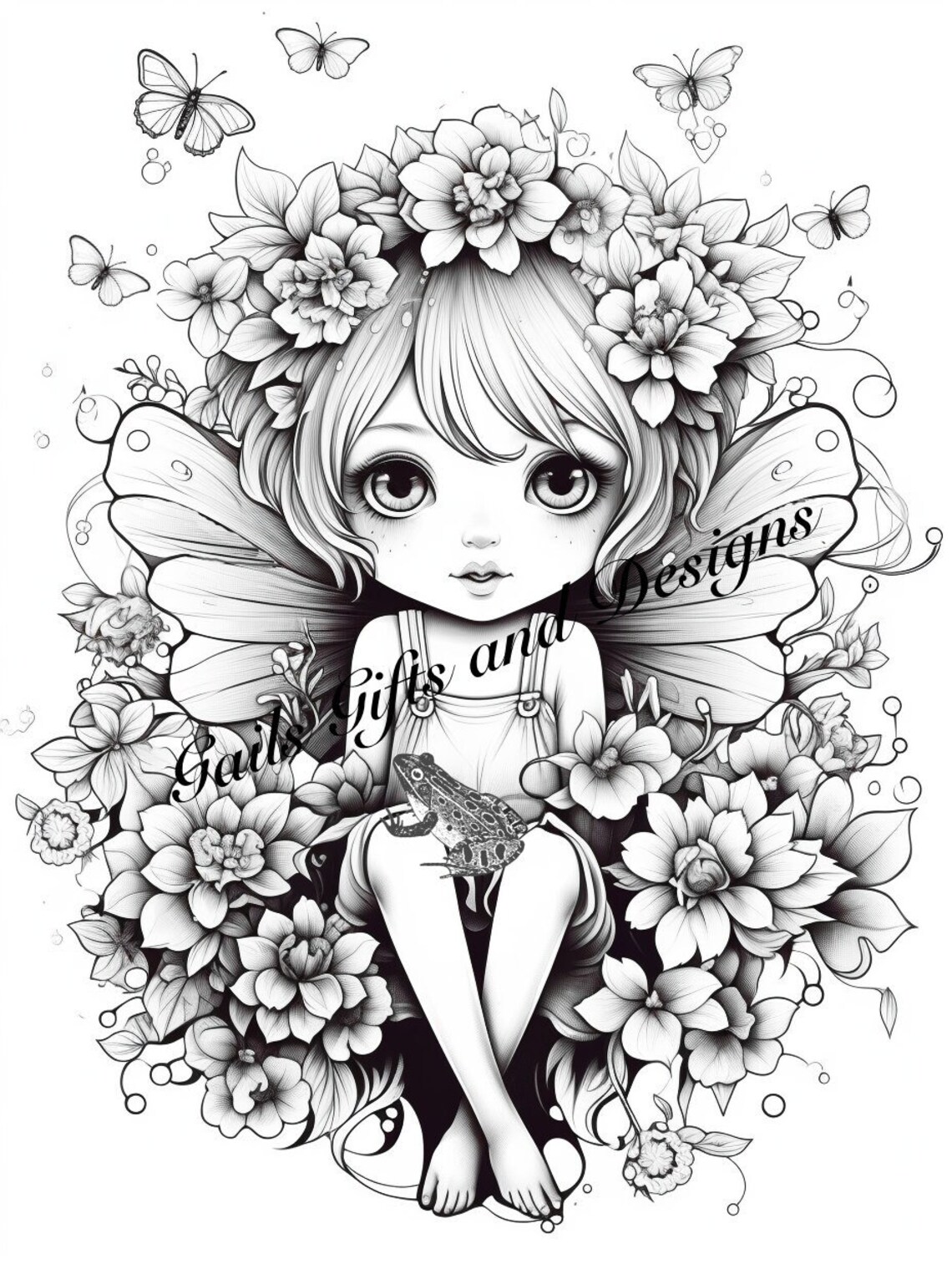 Fairies Book of 5 Coloring Pages for Adults Downloadable File Book Four ...