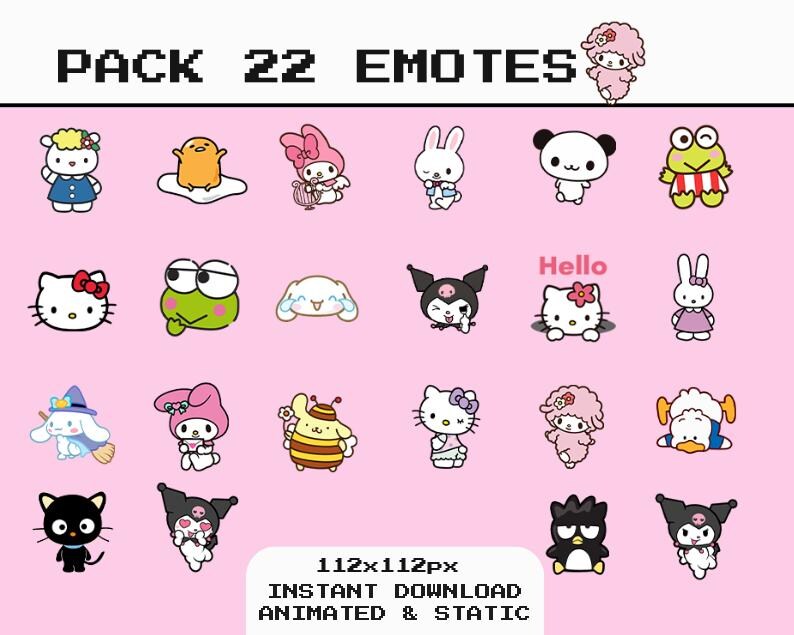 Animated Twitch Emotes - Pink Kawaii Animals for Twitch Streaming ...