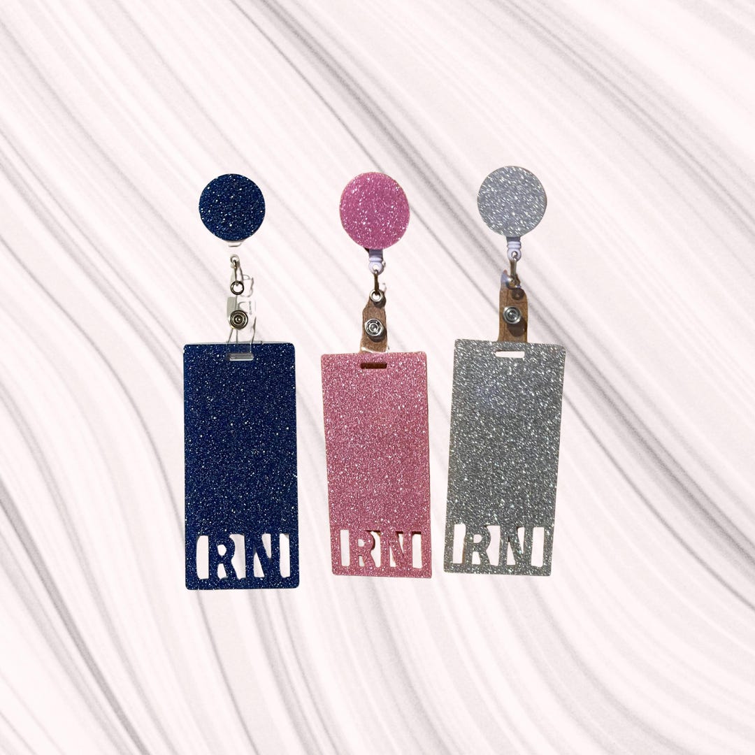 RN Badge Id's - Blue, Pink & Silver Glitter - Etsy